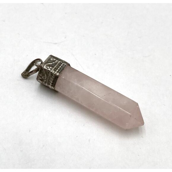 Unbranded | Jewelry | Pendant Rose Quartz Pencil Silver Tone Metal Bail ...